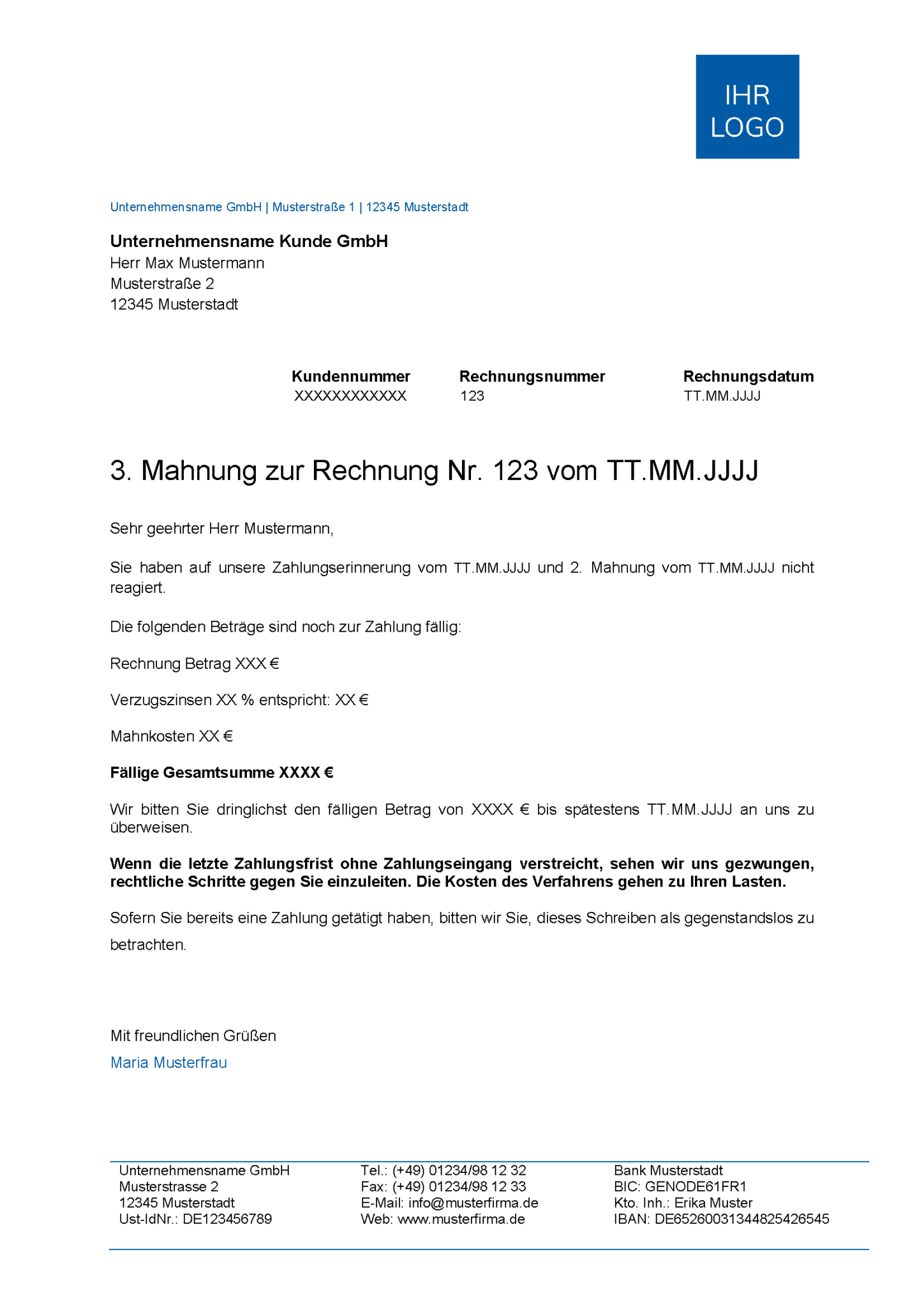 7 Muster für Ihre Letzte Mahnung | Germania Inkasso