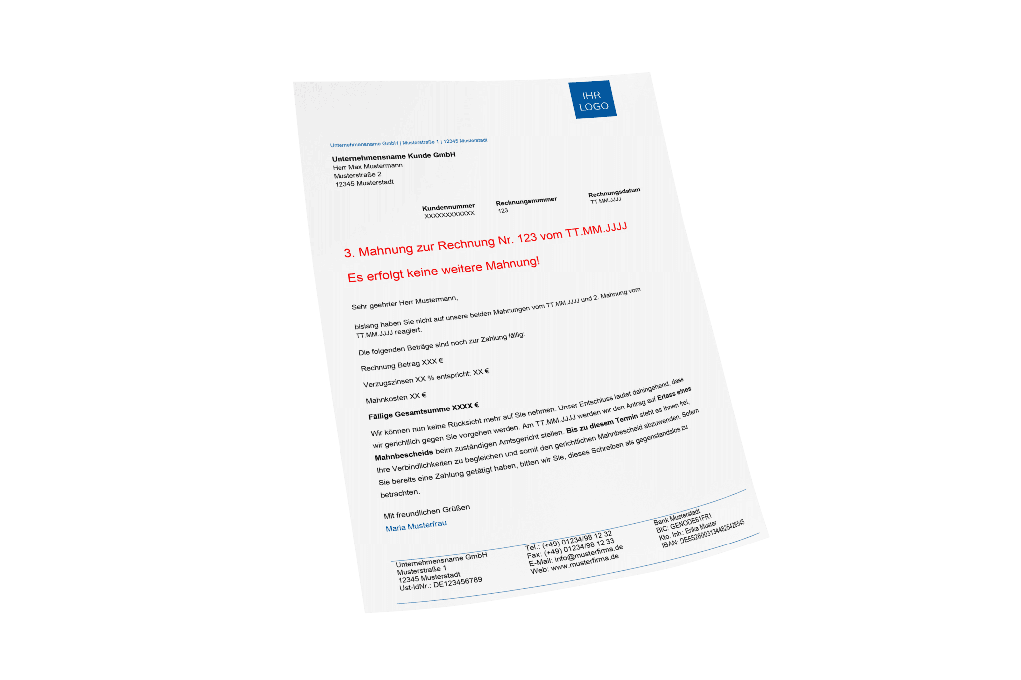 Mahnung - Tipps und Vorlagen | Germania Inkasso